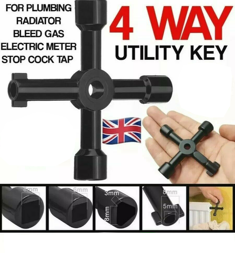 4 Way Utility Key Plumbing Electric Water Gas Box Meter Cupboard Stop ...
