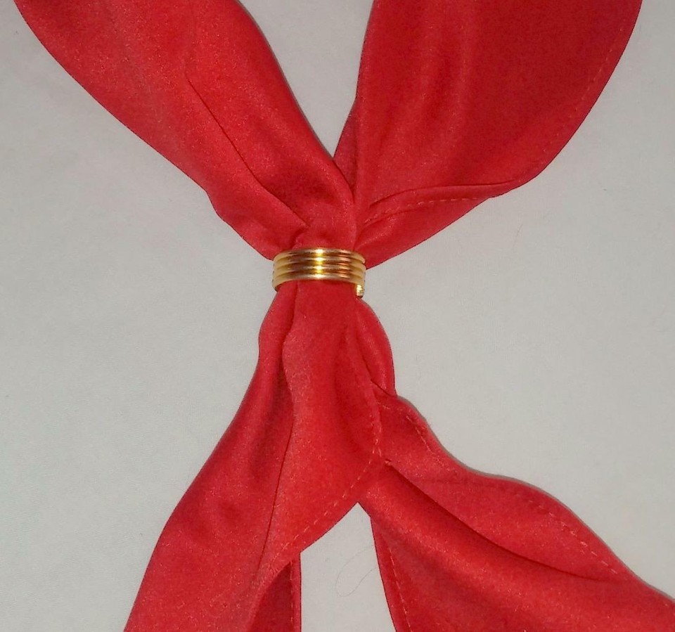 Western Cowboy Scarf Tie Red With Gold Tone Slide Made In The USA NEW ...