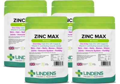 Zinc Max Tablets (360 pack) Triple Strength Zinc with Copper & Vitamin ...