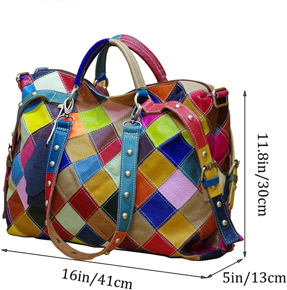 Handbag Genuine Leather Woman Gift 6 pockets Multicolor Random Shoulder ...