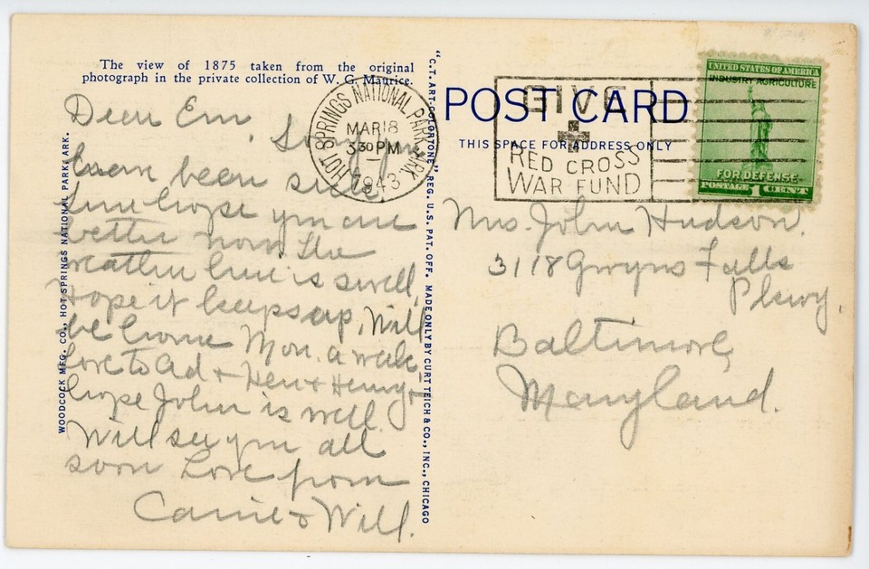 Vintage Postcard Arkansas Hot Springs National Park View 1875 Linen ...