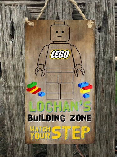 LEGO Wooden Sign plaque Country personalised Bar,GARAGE,Shed,Bedroom ...