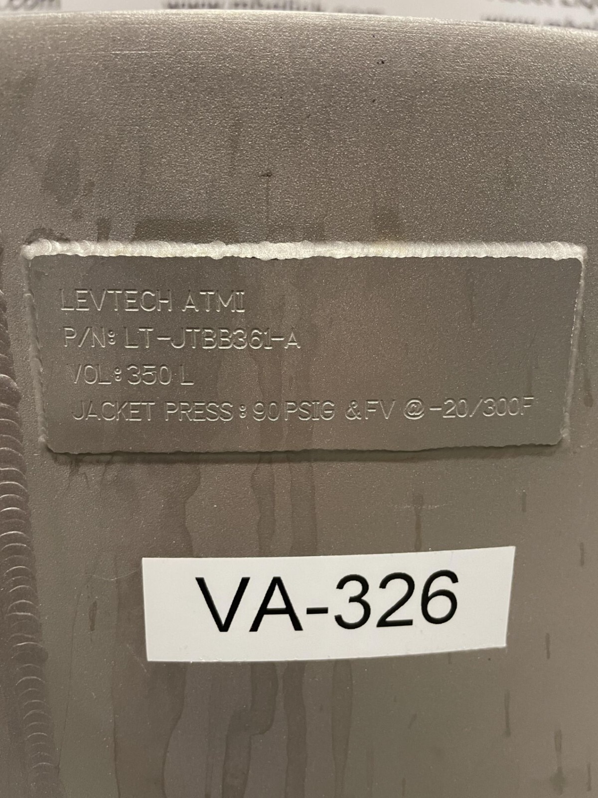 LEVTECH ATMI Stainless Steel Jacketed Bag Holding Tank 350L Thick Wall ...