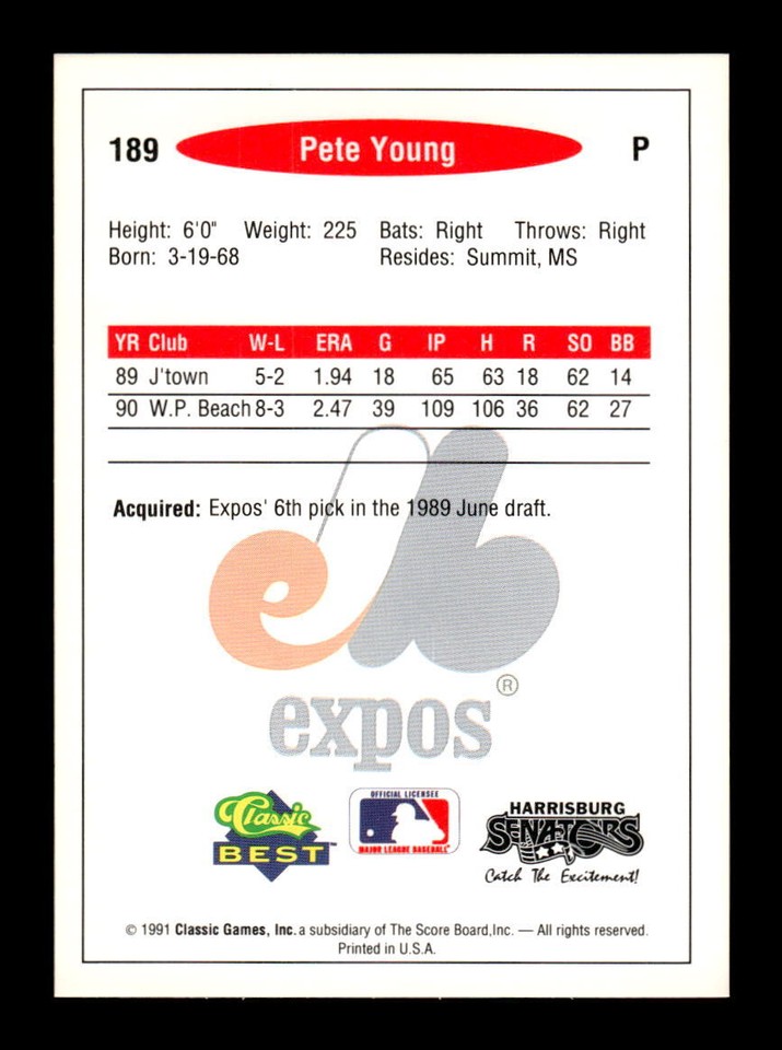 1991 Classic Best Pete Young #189 | eBay