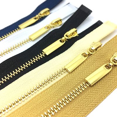 OPEN END Metal Polished Gold Teeth Zips No 3 Weight Zip - Black, White ...