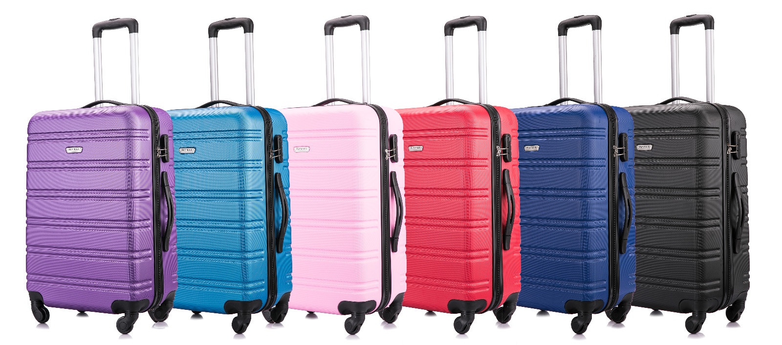 Large Suitcase Medium & Cabin Bag 4 Wheel Luggage Hard Shell ABS Travel ...