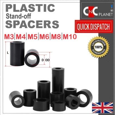 Black Plastic Standoff Spacers M3 M4 M5 M6 M8 M10 stand off Round ...