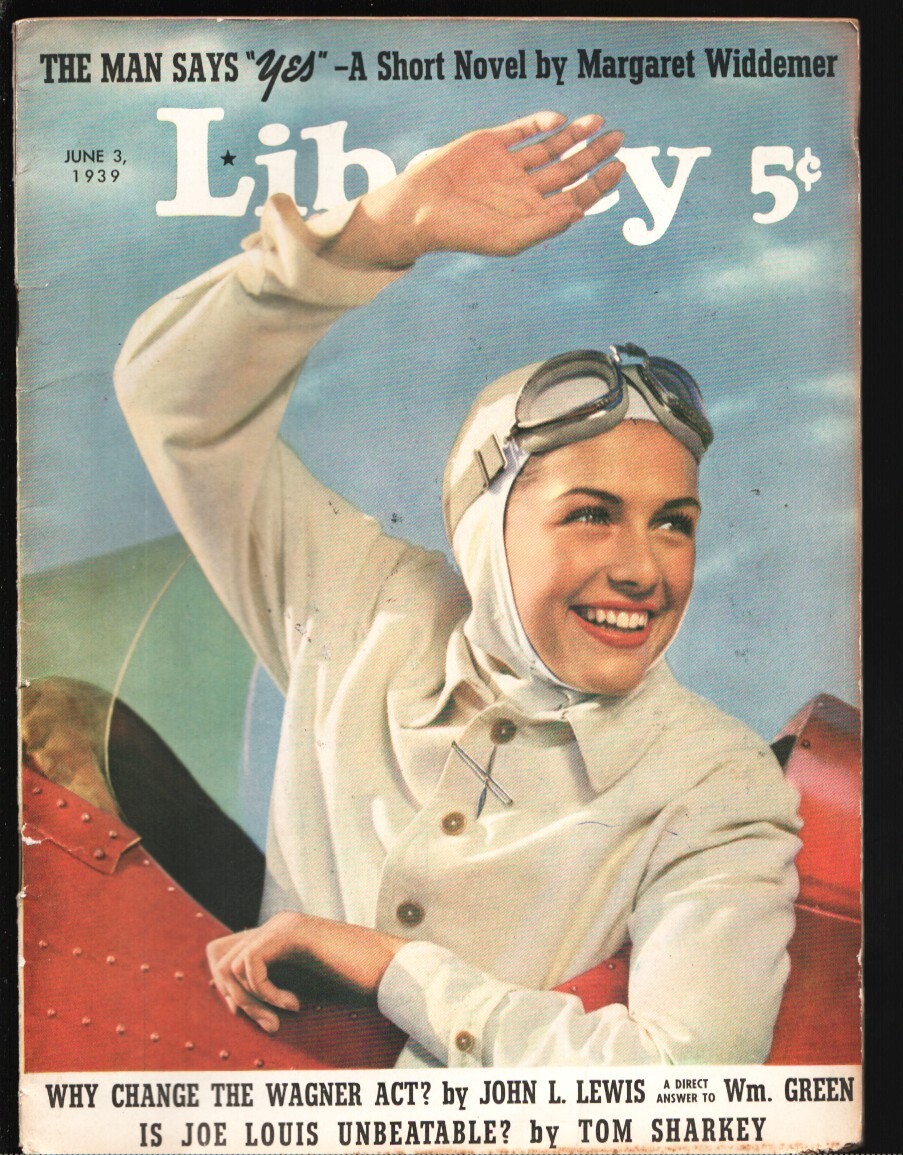 MAG: Liberty 6/3/1939-Female aviator photo cover by Paul Duval-Pulp ...