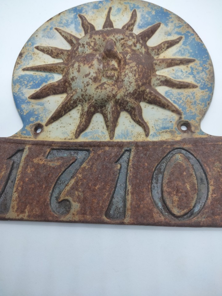 Sun Fire Insurance 1710 Plaque/Mark/Sign With Two Holes Salop Cast Iron ...