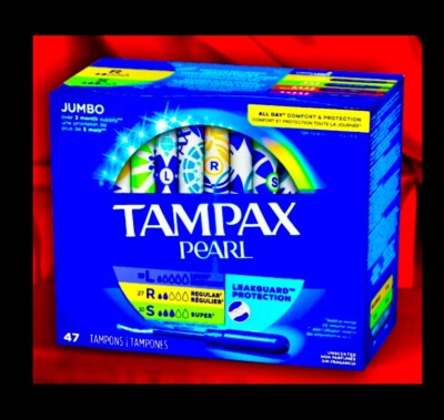 47ct Tampax Pearl JUMBO COMBO Triple pk: Plastic Disp’ Tampons w ...