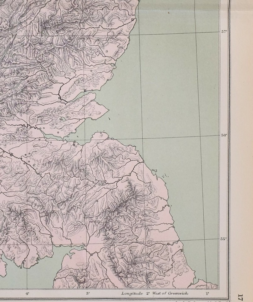 1889 MAP SCOTLAND PHYSICAL FEATURES LAND MOUNTAINS | eBay
