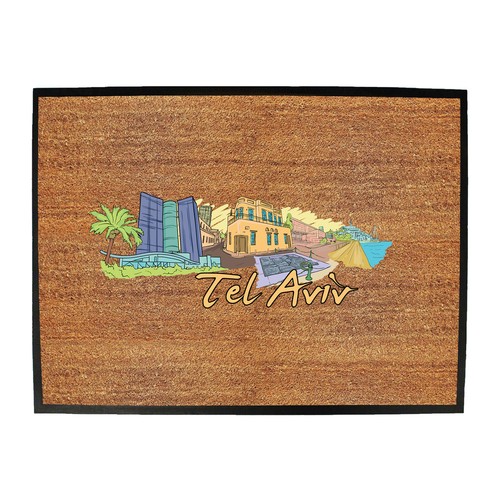 Tel Aviv Israel Country Flag Destination - Mancave Home Novelty Doormat ...