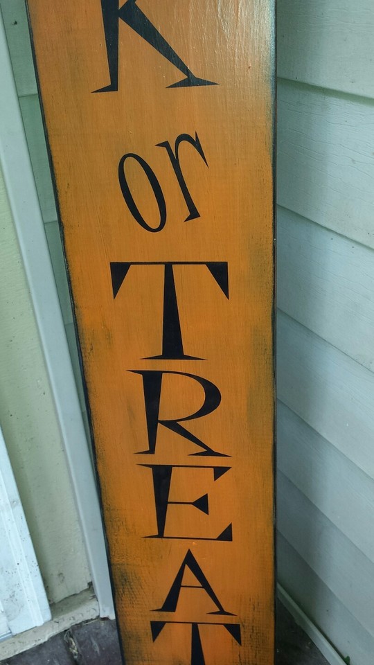 Rustic Wood Porch Sign Trick or Treat Large Primitive Distressed ...