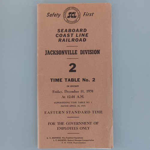 Seaboard Coast Line SCL Railroad EE Time Table 2 Jacksonville DIV 12/11 ...