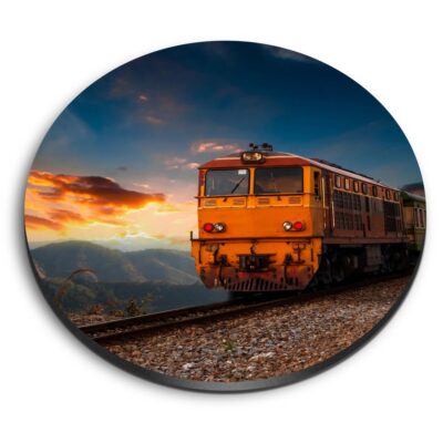 1x Round Fridge MDF Magnet Sunset Train in Thailand Mountains #52196 | eBay