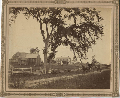 VINTAGE ALBUMEN PHOTO AMERICANA PROSPEROUS FARM SCENE. NEW SHARON ...