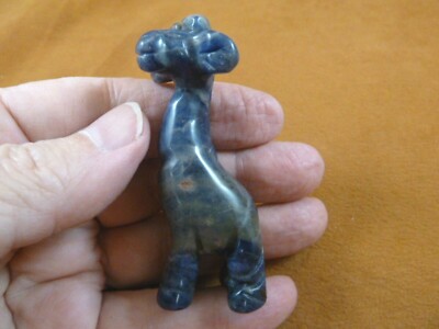 (Y-GIR-ST-704) blue gray GIRAFFE gemstone carving FIGURINE giraffes ...