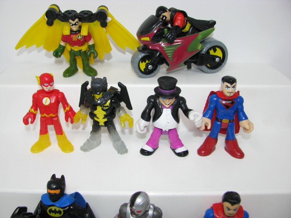 Lot 9 DC Imaginext Batman Superman Penguin Cyborg Flash Robin figures ...