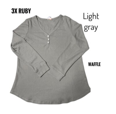 3x LuLaRoe Ruby V Neck Henley Waffle Material Light Gray Fits 26/28 | eBay