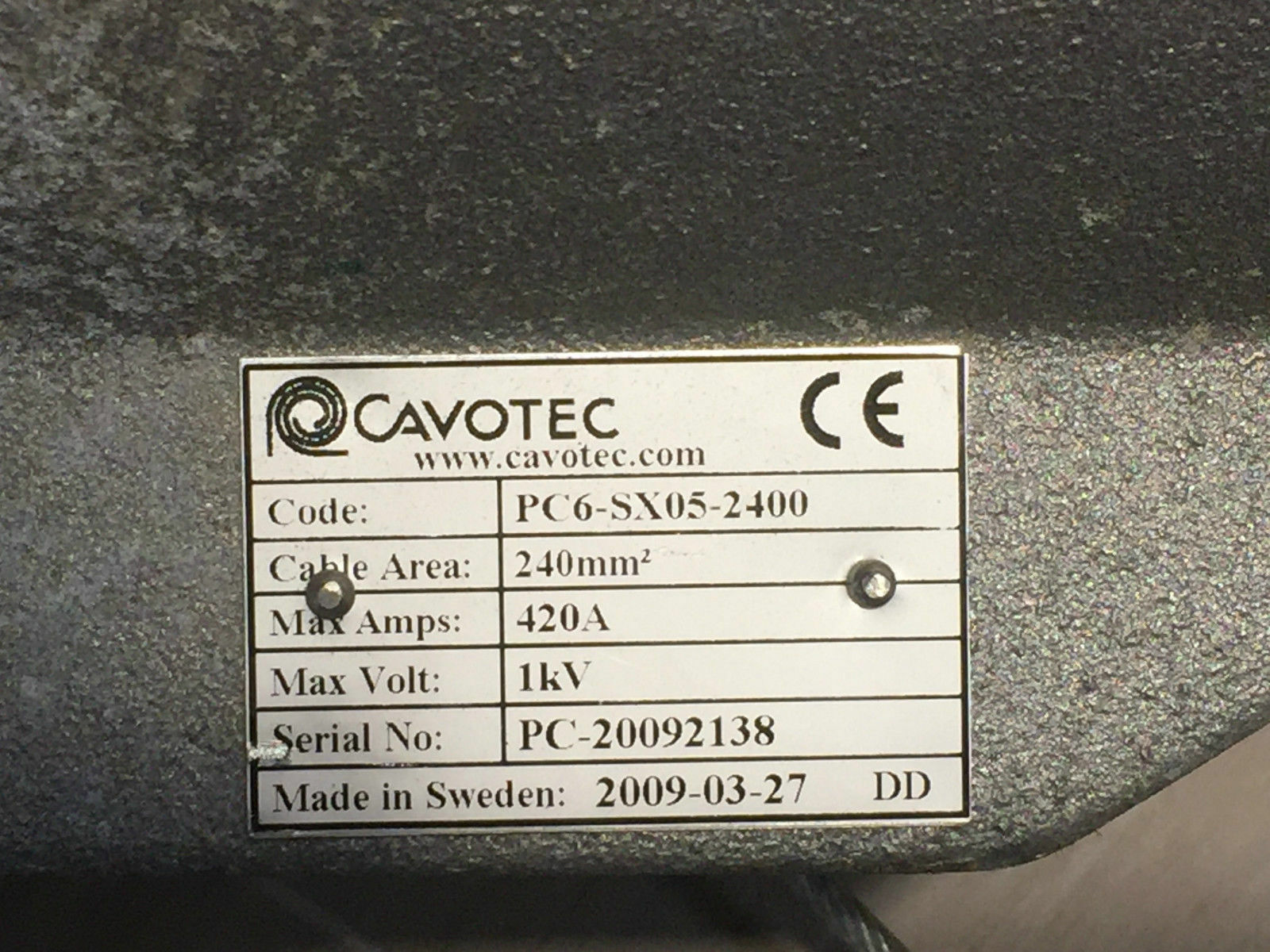 CAVOTEC Power Connector PC6-SX05-2400 Push & Pull Size X6 420A 1.1kV ...