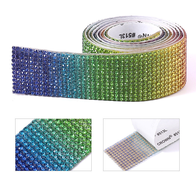 5X Self-Adhesive Rhinestone Tape Crystal Sticker Diamond Ribbon for Bag ...