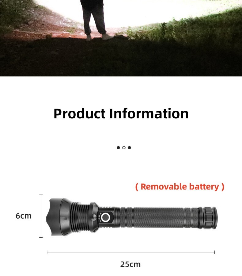 2500000LM Rechargeable XHP90.2 LED Flashlight Tactical Super Bright ...
