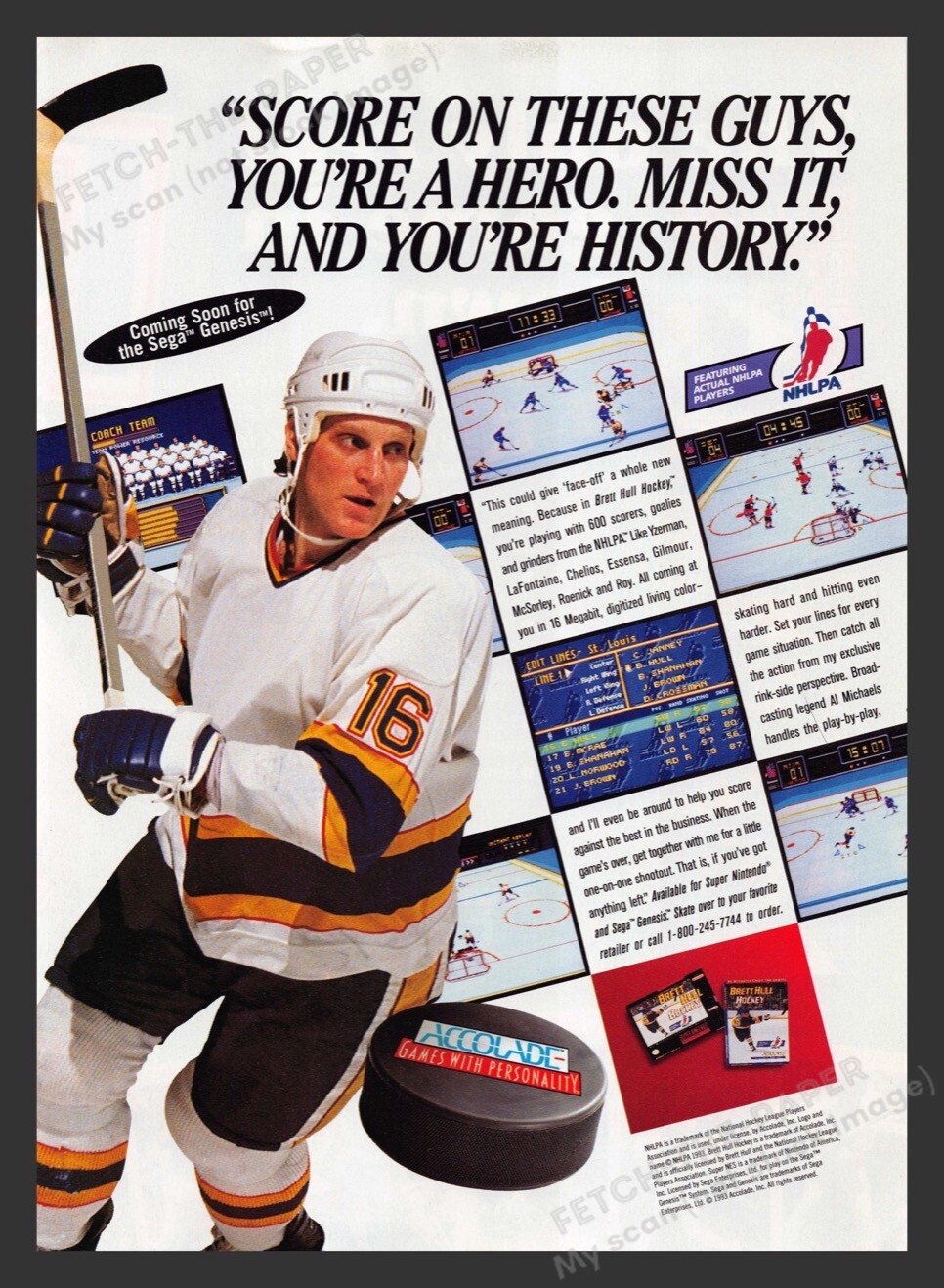 Brett Hull Hockey "Hero or History" 1990s Video Game Print ...