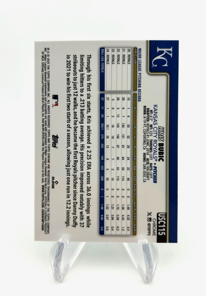 2025 Topps Chrome Update USC115 KRIS BUBIC Aqua Wave Refractor /199 | eBay