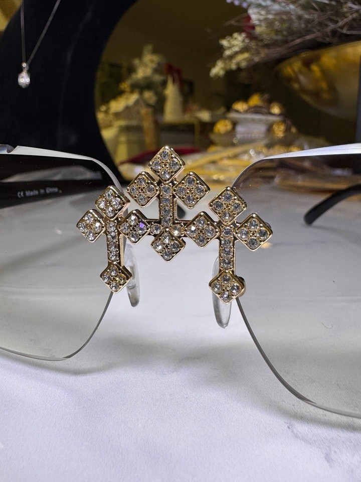 Triple Cross Bling Sunglasses Unisex Sunglass Eyewear UV Protected ...