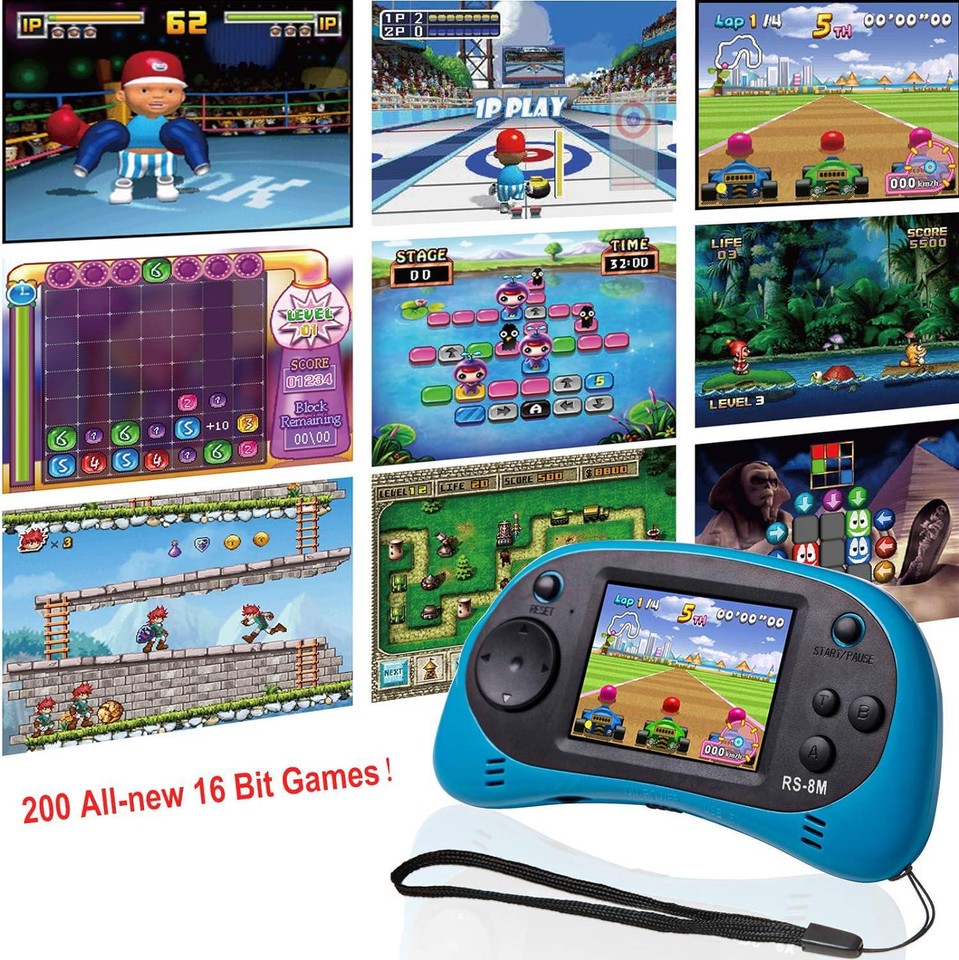 Kids Handheld Game Portable Video Game Player With 200 Games 16 Bit 2.5 ...