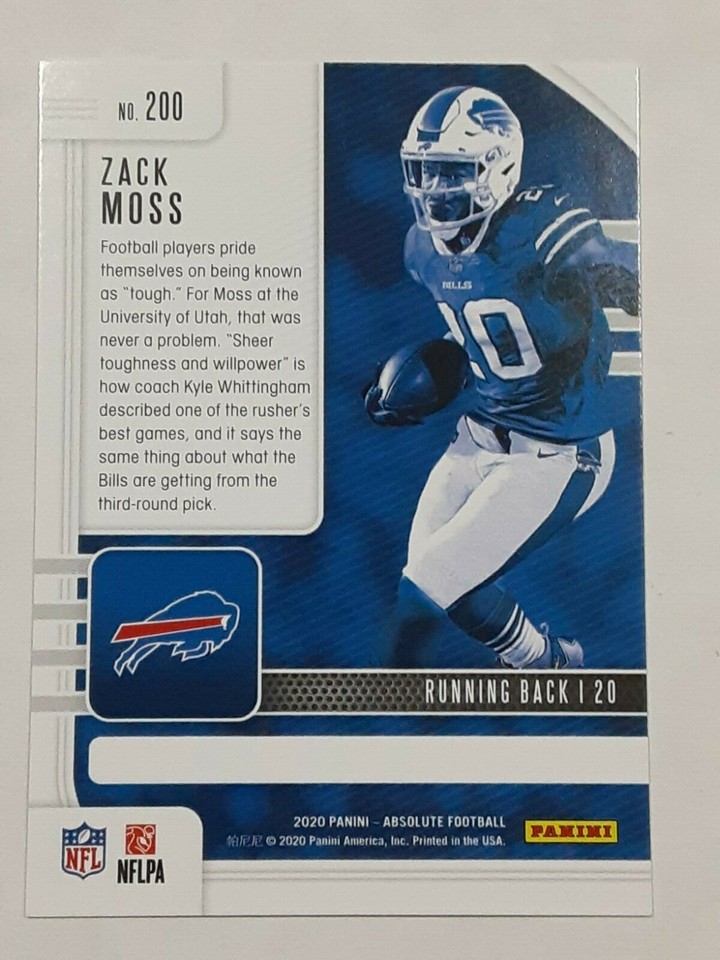 2020 Absolute - Zack Moss RC #200 Indianapolis Colts | eBay