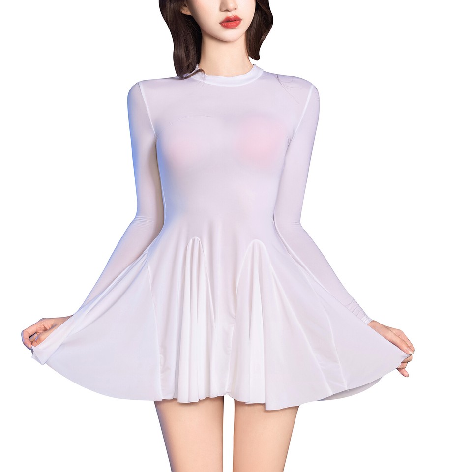 Womens Semi See Through Babydoll Dress with G-string Teddy Lingerie ...