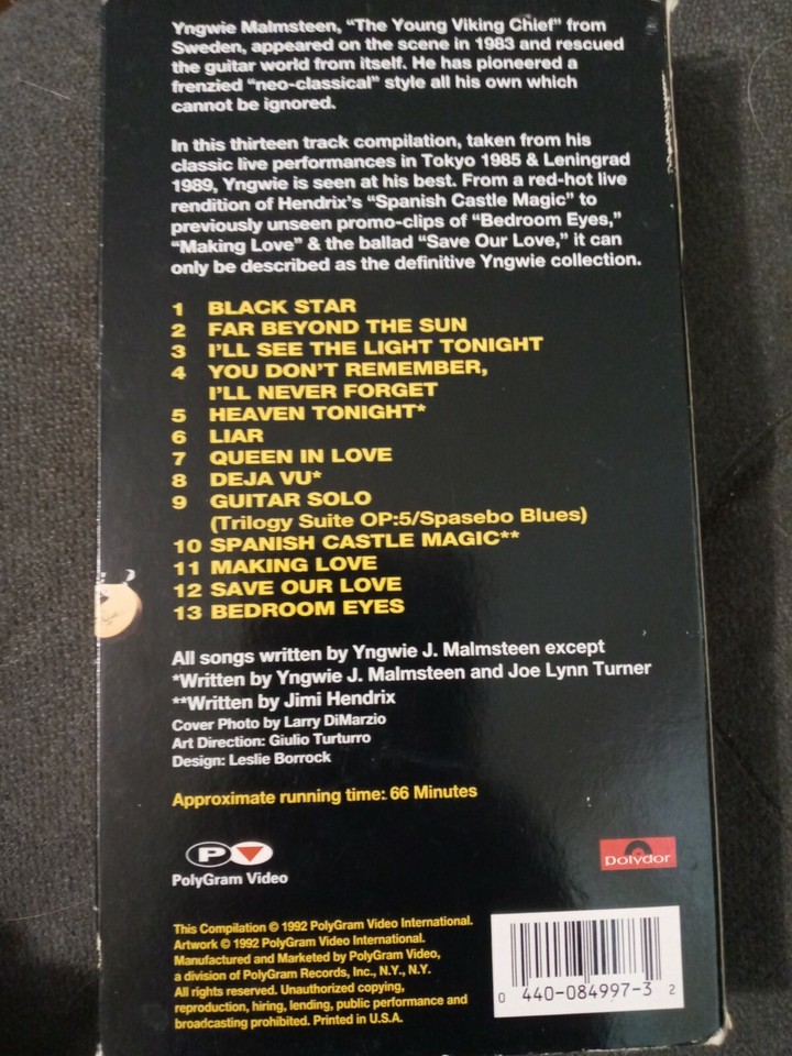 Yngwie Malmsteen Collection VHS 44008499732| eBay