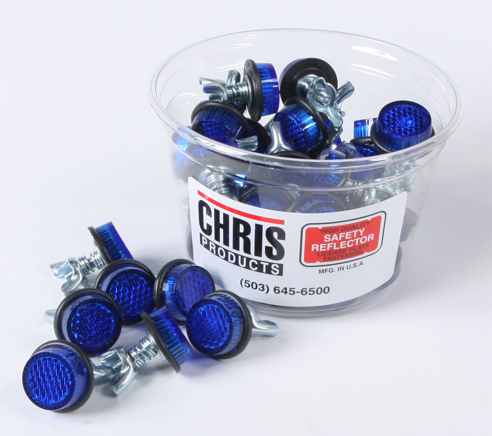 Chris Products Mini License Plate Reflectors Blue 40pk for Harley ...