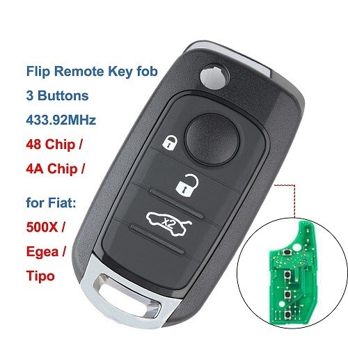 Remote Car Key Fob 3 Buttons 433.92Mhz with Megamos AES ID48 / 4A Chip ...