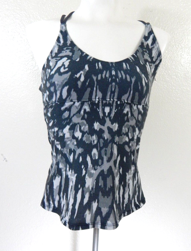 Prana Women's Small Tank Top Gray Cross Back Shelf Bra Strappy Yoga EUC ...