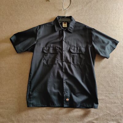 Dickies Short Sleeve Button Up Work Shirt With Pocket Black Men Size ...
