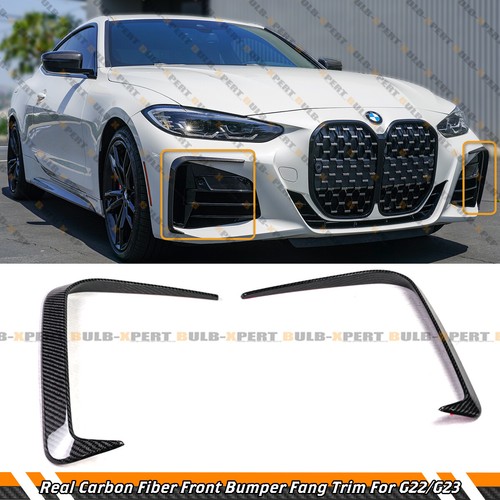 FOR 2021-2025 BMW G22 G23 430i M440i CARBON FIBER FRONT BUMPER GARNISH ...
