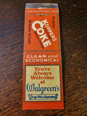 Vintage Matchbook: Walgreen's Drugs, Koppers Coke | eBay
