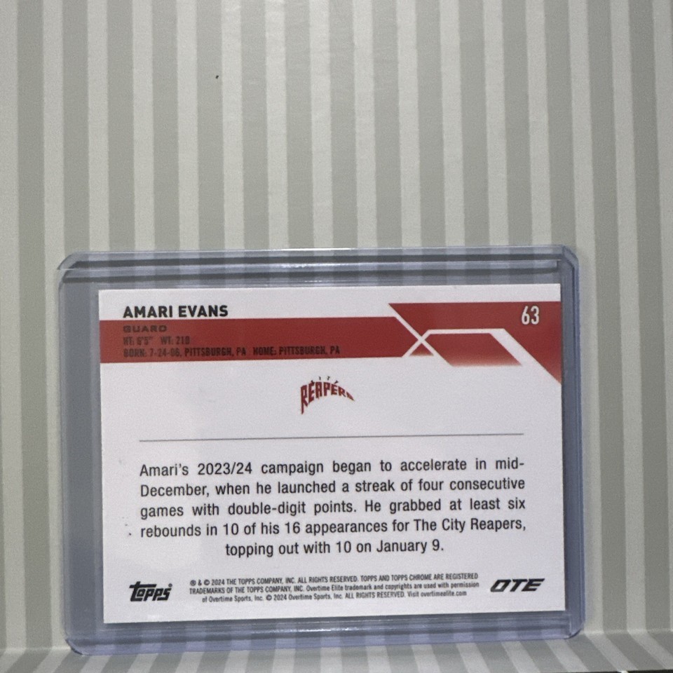 2023-24 Topps Chrome OTE - Red/Yellow #63 Amari Evans Rookie /149 | eBay