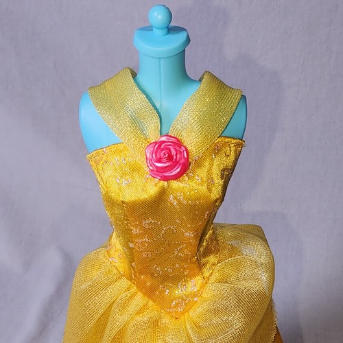 Barbie Beauty And The Beast Belle Yellow Dress Evening Gown Pink Rose ...