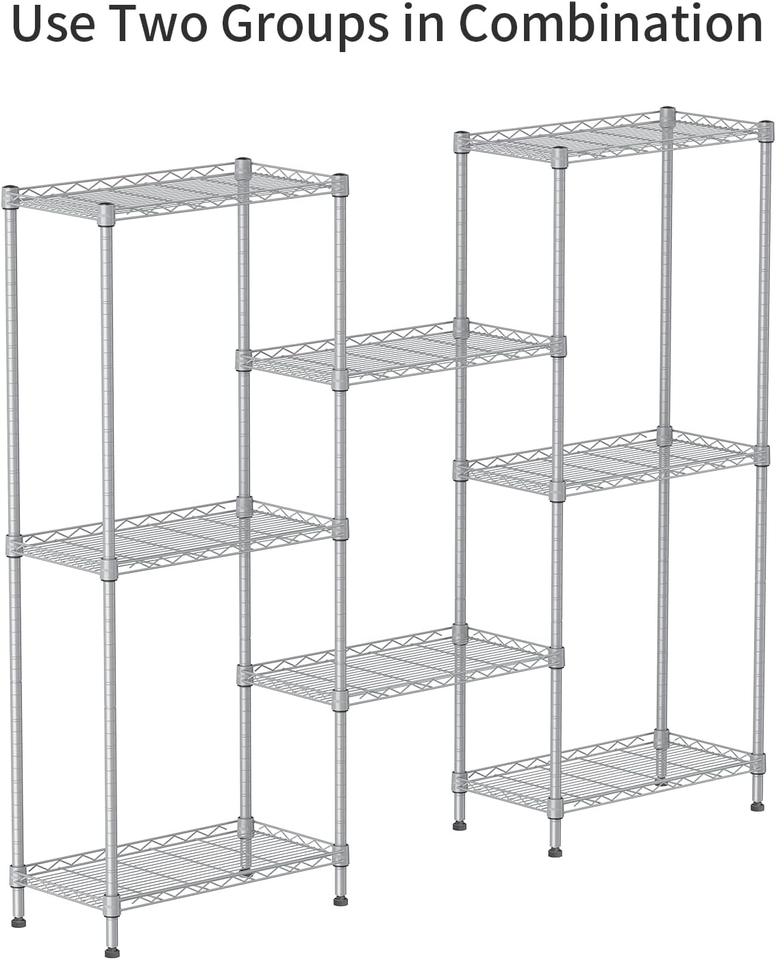 4 Tier Adjustable Storage Shelf Metal Storage Rack Wire Shelving Unit ...