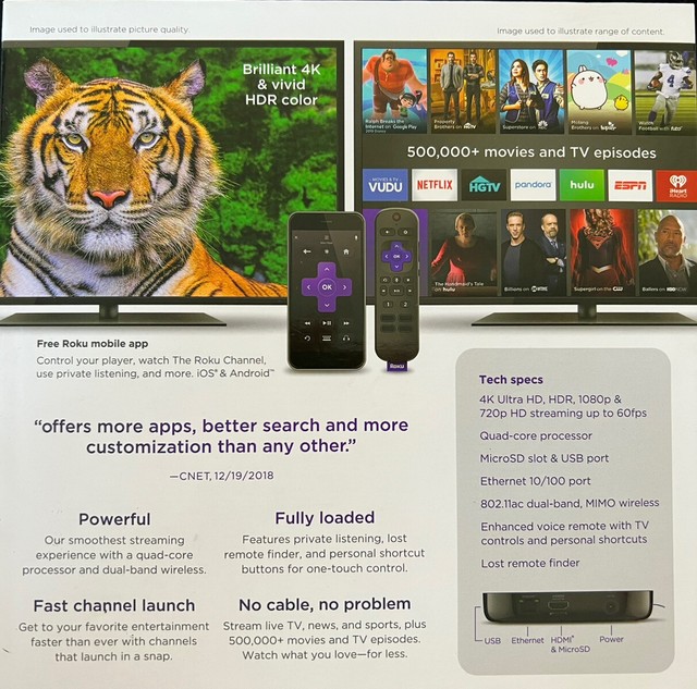 Roku Ultra 4660 4K HD Digital Black Media Streamer - 4660X2 for sale ...