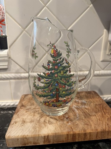 Vintage Spode Christmas Tree Glass Pitcher with Ice Lip - 88 oz. - 2.5 ...