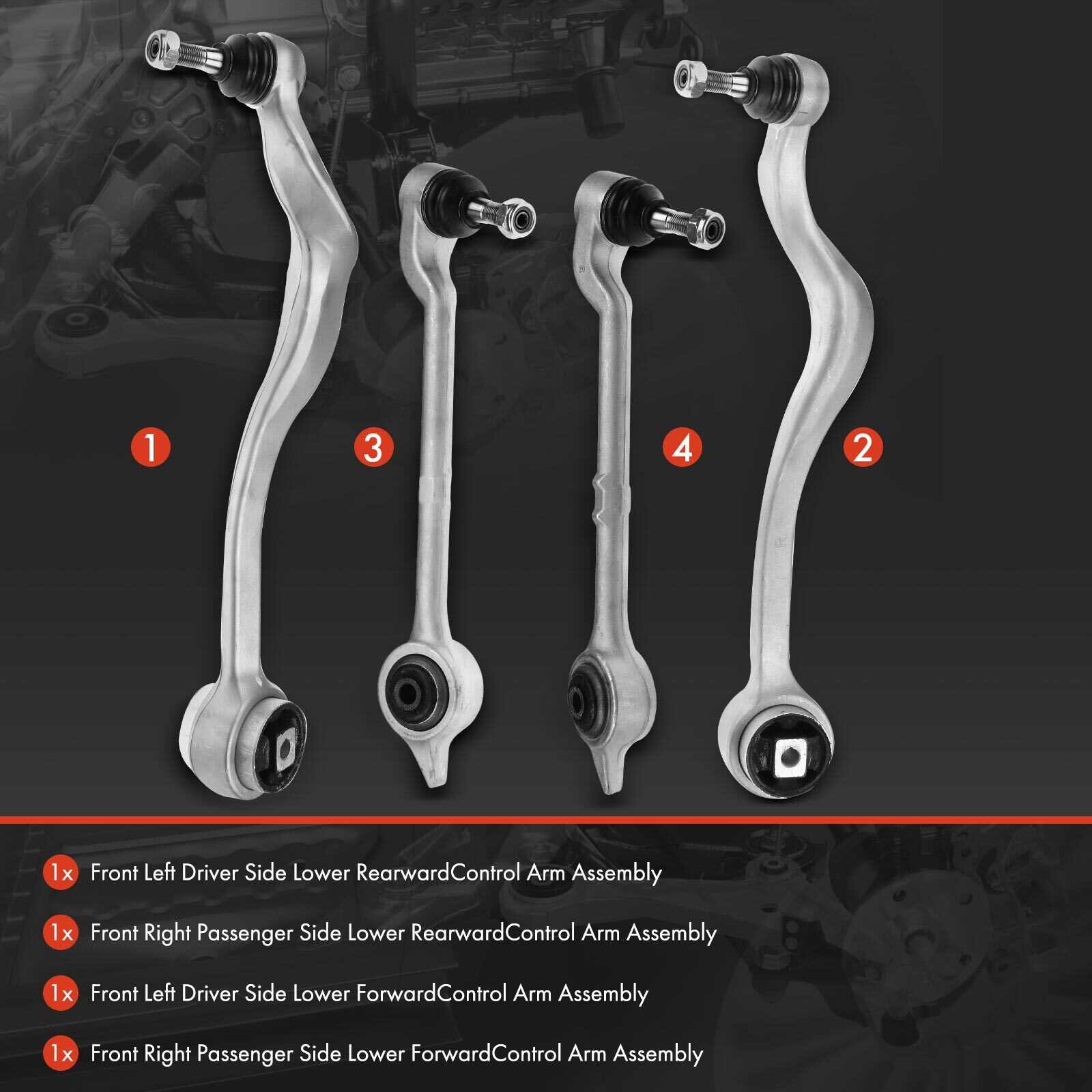 Control Arm 2x Upper Front + 2x Lower Front for BMW E39 520i 523i 525i ...