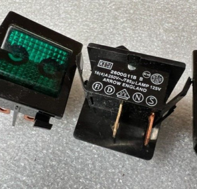 On / Off Green NEON Rocker Switch 240V 16A (4) 4 Terminal neon ...