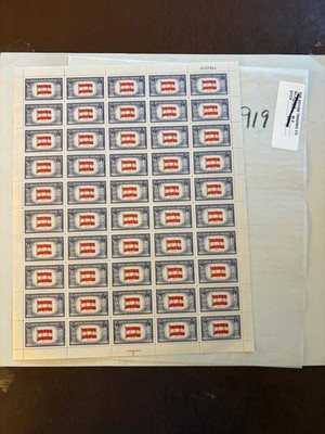 U. S. stamp sheet - 919 - Overrun countries - Austria - comb. shipping ...