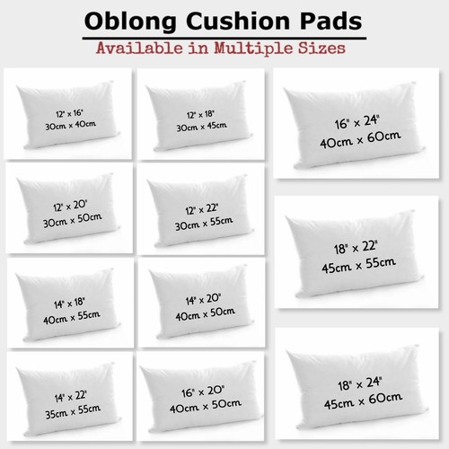 Oblong Rectangular Cushion Pads Inserts Inners Extra Filled Hollowfibre ...