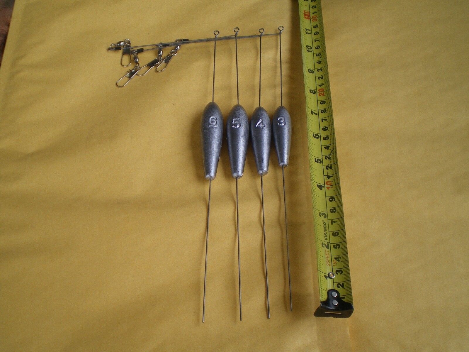 4 PCS. BOTTOM BOUNCER SINKER 6,5,4,3 OZ. W/S.S. WIRE 045X11"LEGX4"ARM 1 ...