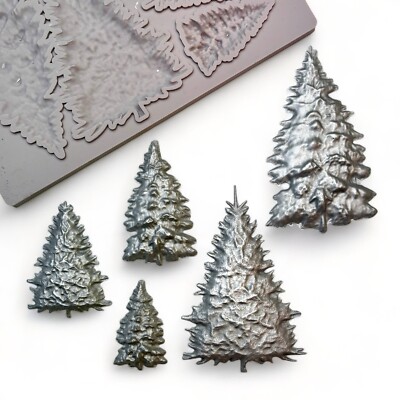 Silicone Molds for Resin Decoupage Queen WINTER TREES Pine Trees Snow ...